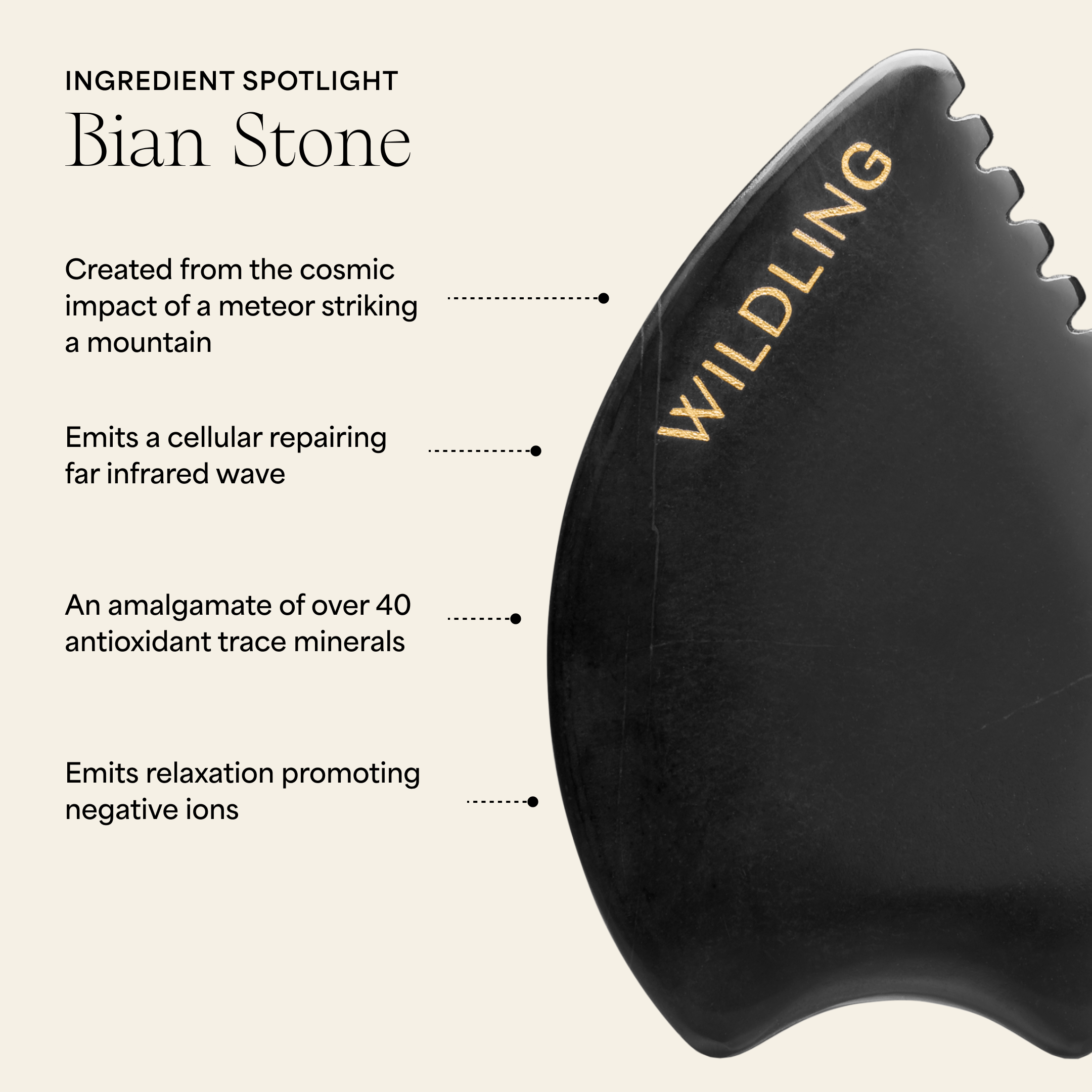 Facial Gua Sha Empress Stone, Custom Crafted Bian | Wildling